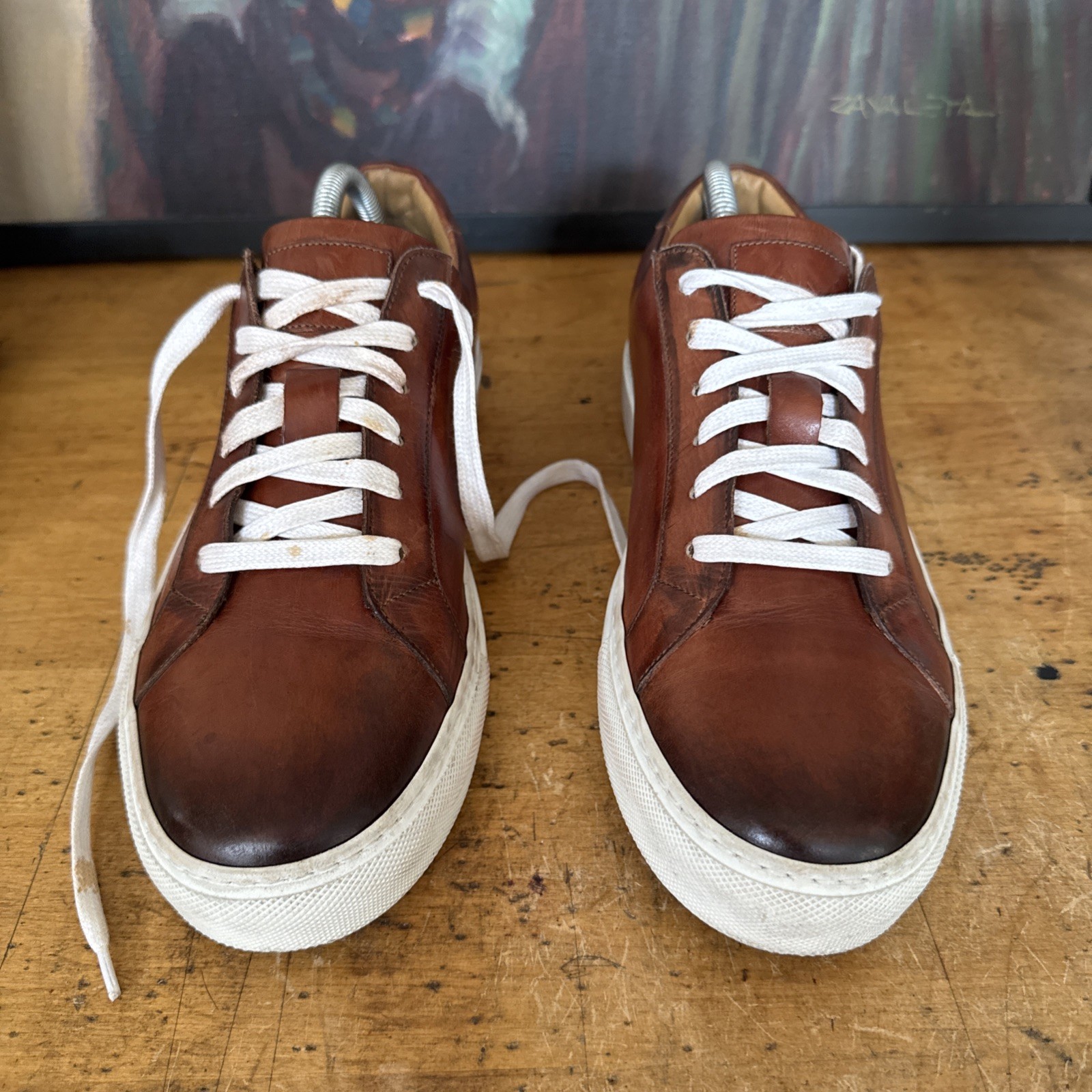 Ace Marks Duke Mens 10 Brown Leather Dress Sneaker Cu… - Gem