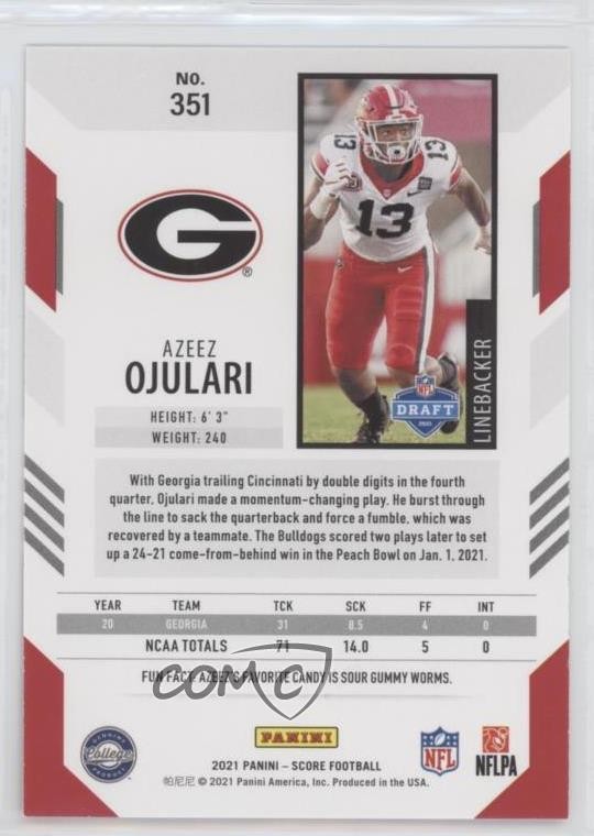 2021 Score Rookies Purple Azeez Ojulari #351 Rookie RC | eBay
