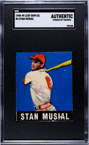 1948-49 Leaf Gum Co. 4 Stan Musial - SGC Authentic HOF RC BOLD COLOR ...