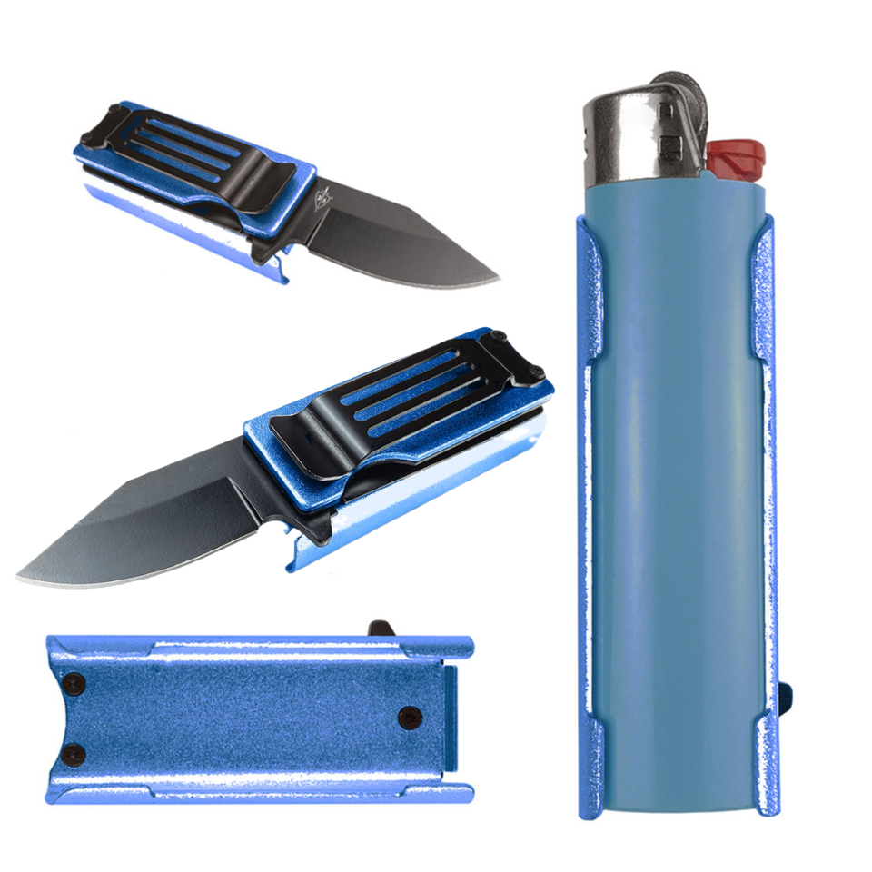 4.5'' BIC Lighter Holder w/ Spring Assisted Folding Knife and Money ...