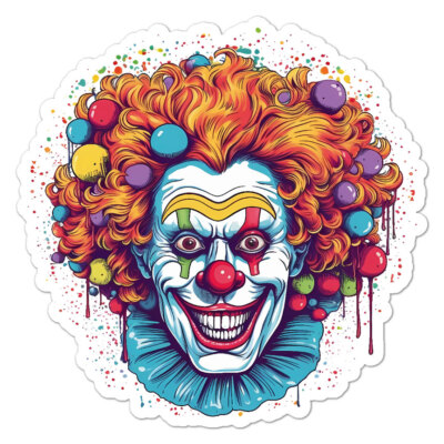 Scary Clown Horror, Vinyl Decal Sticker, Indoor Outdoor, 3 Sizes, #9446 ...