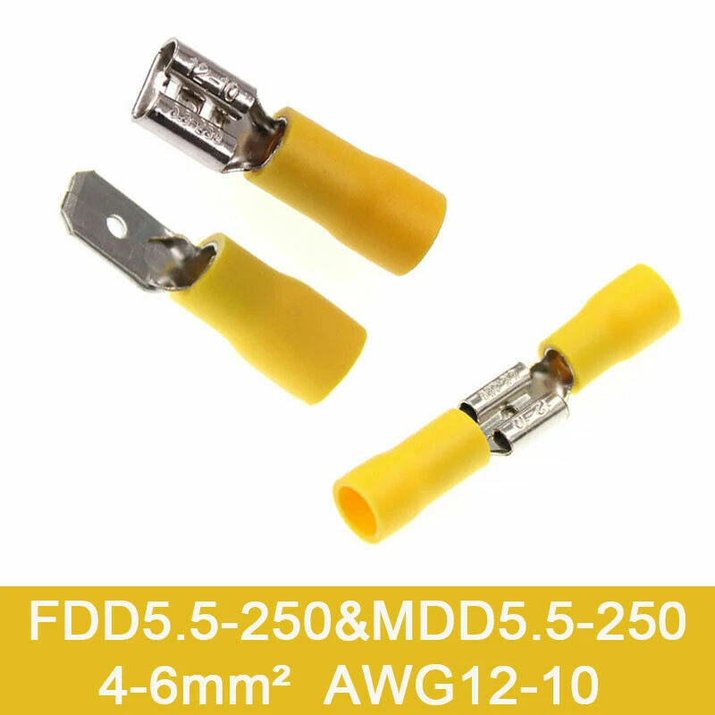 Spade Wire Connectors 12-10 Gauge 100-Pack 12-10 Gauge Male & Female ...