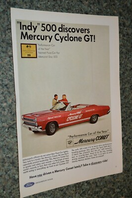 1966 MERCURY COMET CYCLONE GT CONVERTIBLE ORIGINAL ADVERTISEMENT PRINT ...