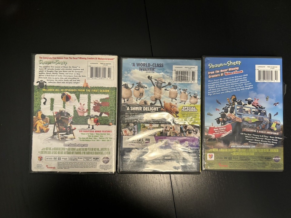 Lot Of 3 - Shaun the Sheep DVDs - Season 1, Off The Baa, Shaun The ...