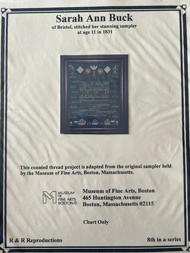 R & R Reproductions- Sarah Ann Buck Reproduction Sampler chart | eBay