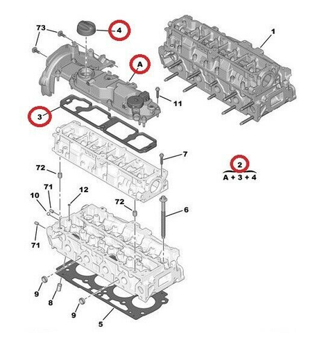 COUVERCLE DE CULASSE CITROEN PEUGEOT 1.6 HDI BLUEHDI 8V (OE 0248S0 ...