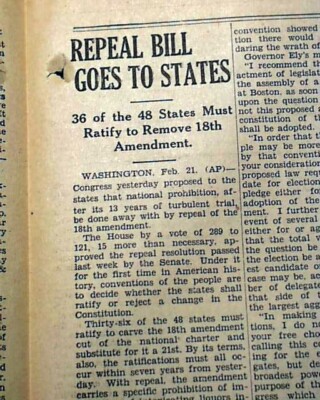 ENDING PROHIBITION 18th Amendment Repeal Liquor & BEER to RETURN 1933 ...