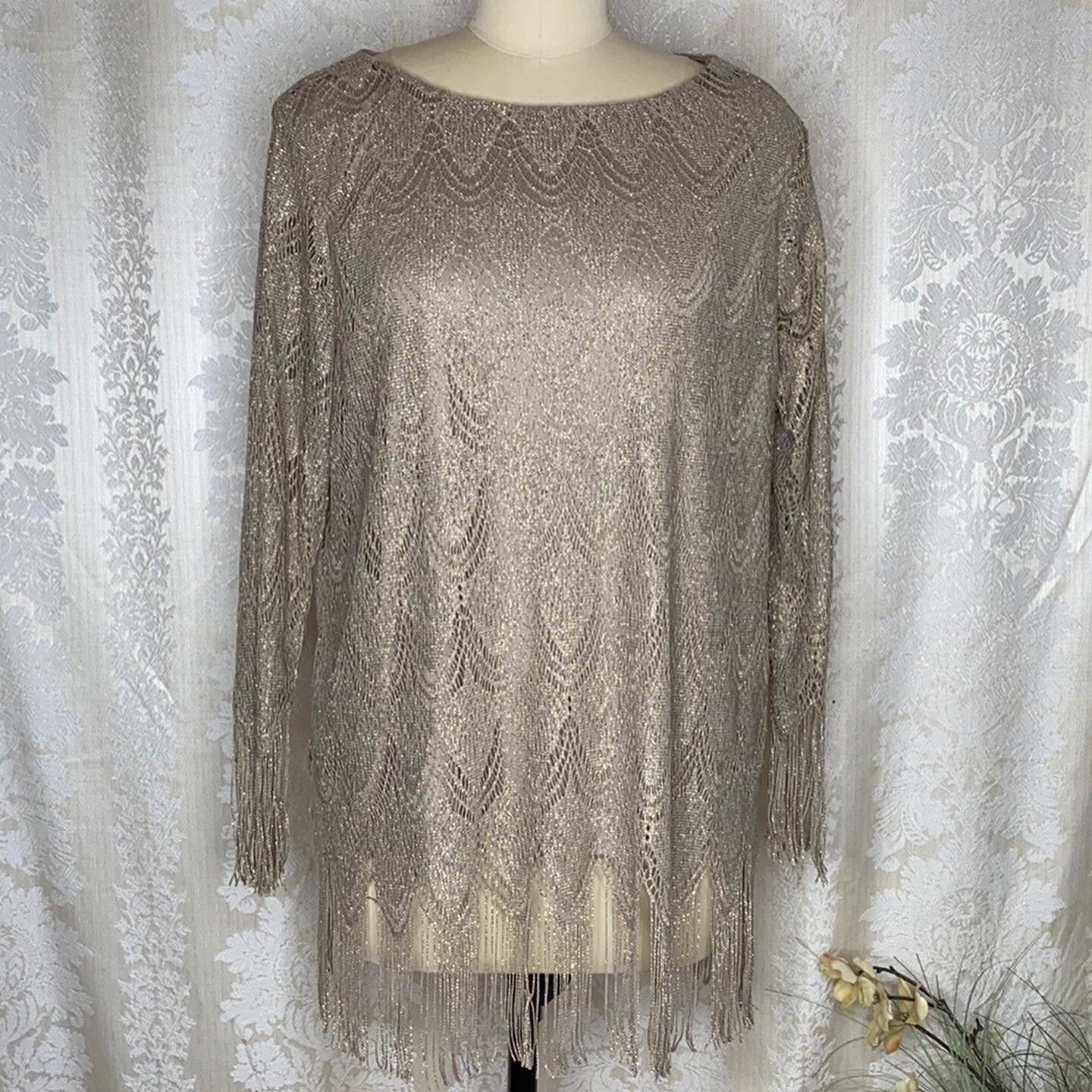 Chico tan sparkle lace top | eBay