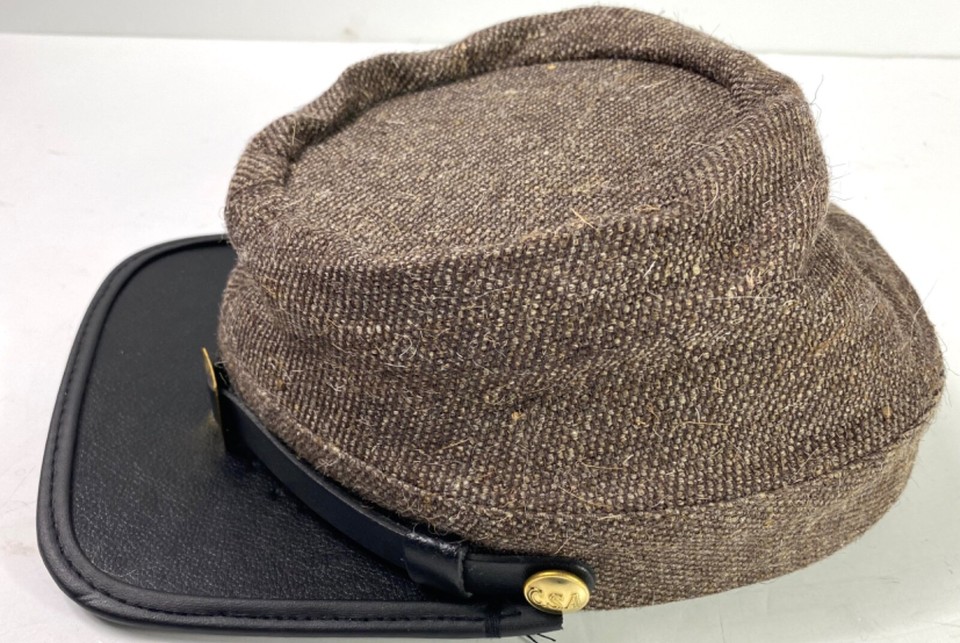 CIVIL WAR CSA CONFEDERATE BUTTERNUT JEAN WOOL KEPI FORAGE CAP HAT ...