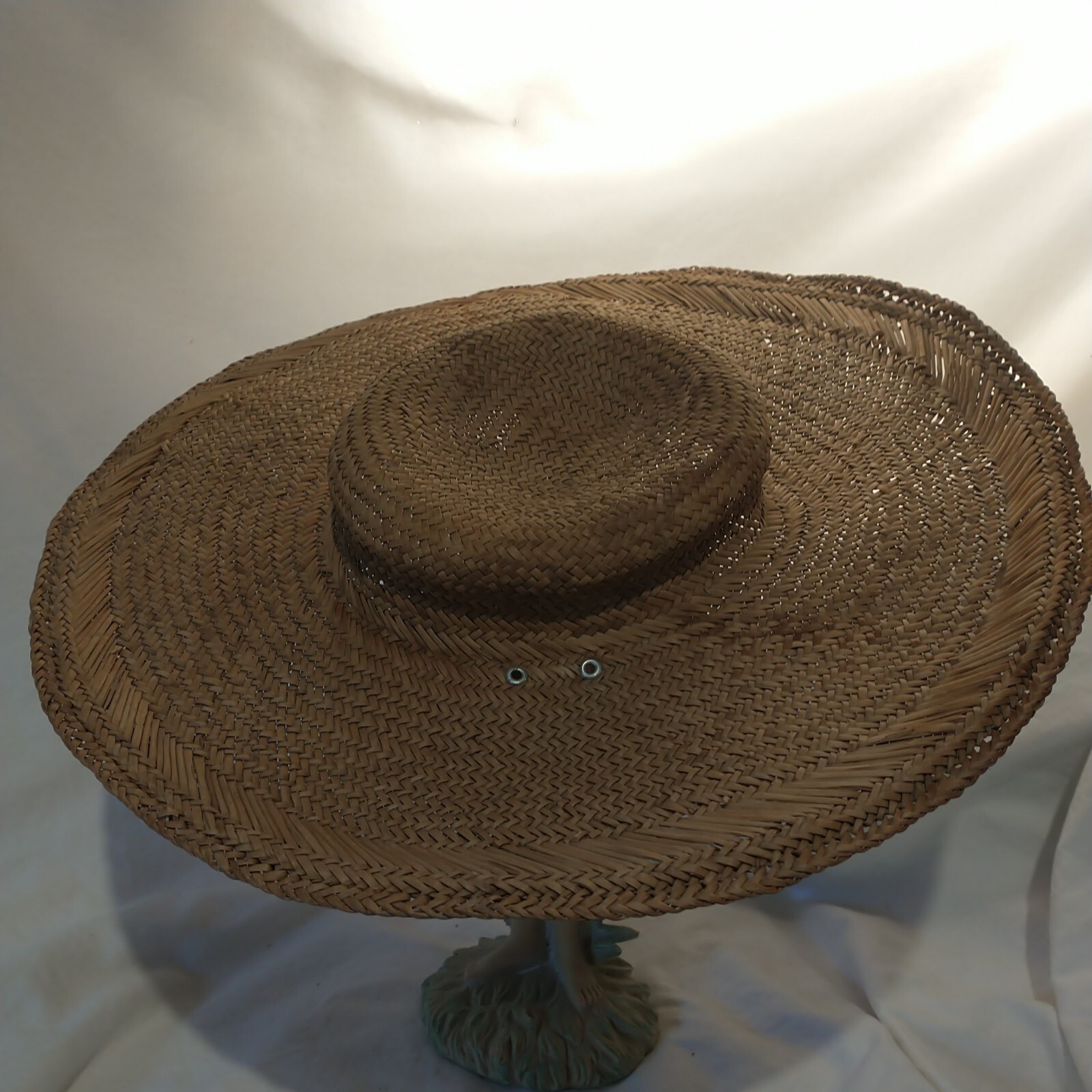 Vintage Prairie 1930's 1940's Straw Platter Hat Rusti… - Gem