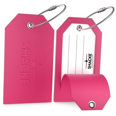 Large Luggage Tags (2pcs) with Privacy Cover and Steel Loops () Pink | eBay