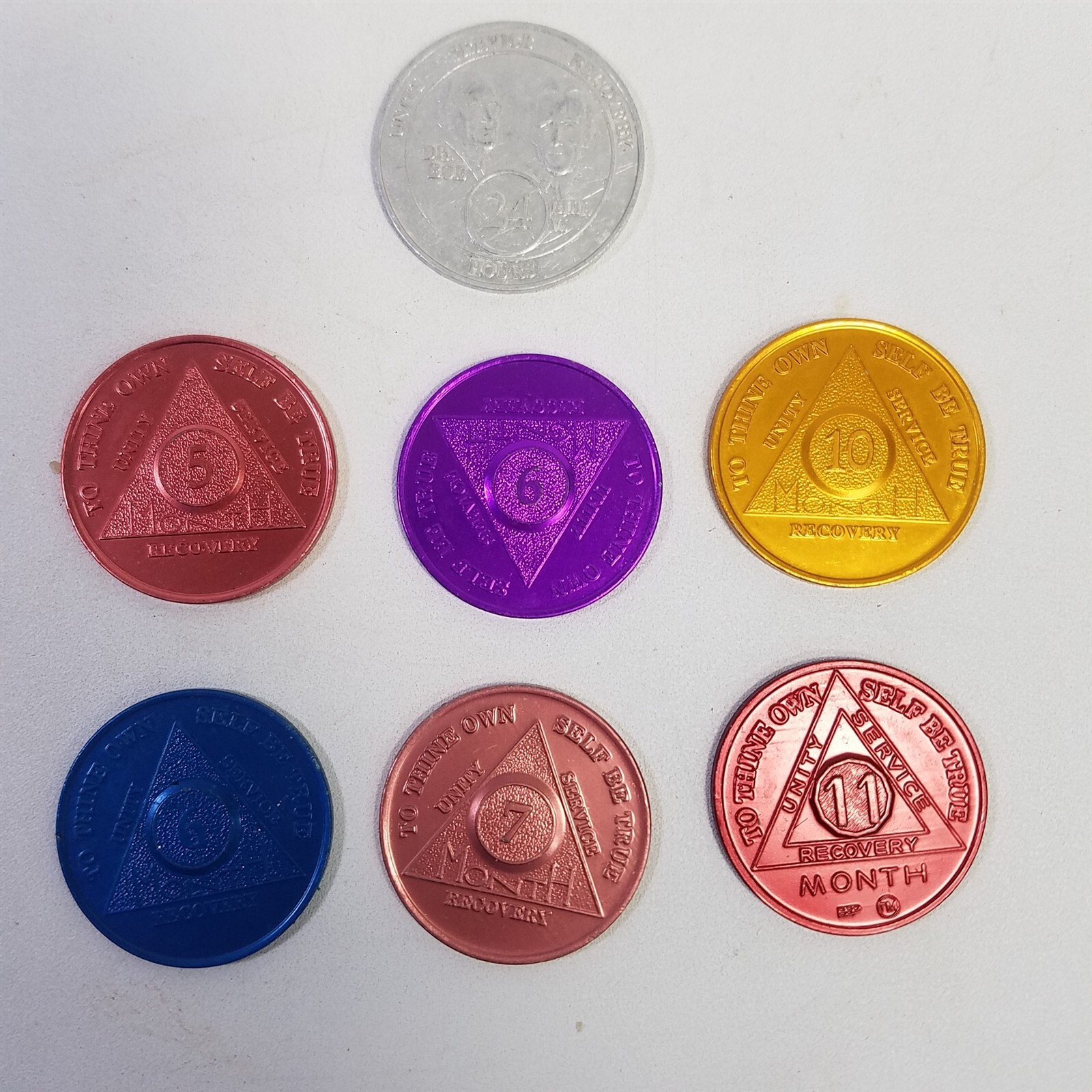 7 Misc Monthly AA Alcoholics Anonymous Sobriety Tokens 5 6 7 10 11 and ...