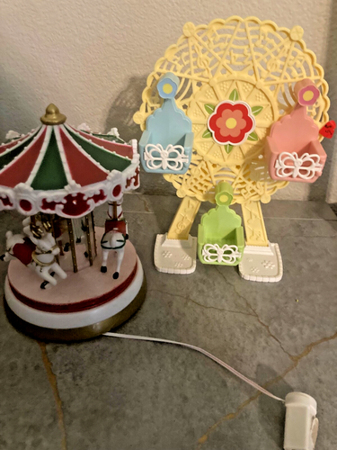 Calico Critters Ferris Wheel and Christmas carousel | eBay