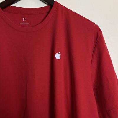 Apple Store Employee Shirt Holiday Dark Red Logo Short Sleeve Tee Size ...