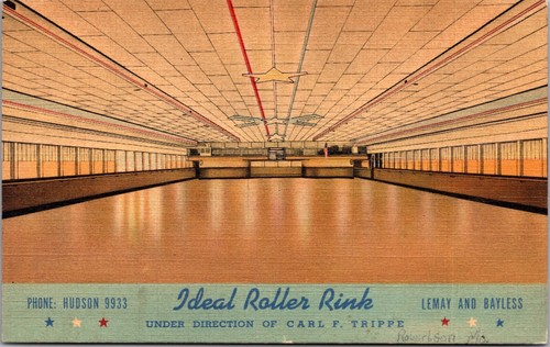 Linen Postcard Ideal Roller Rink Skating Lemay and Bayless Robertson ...