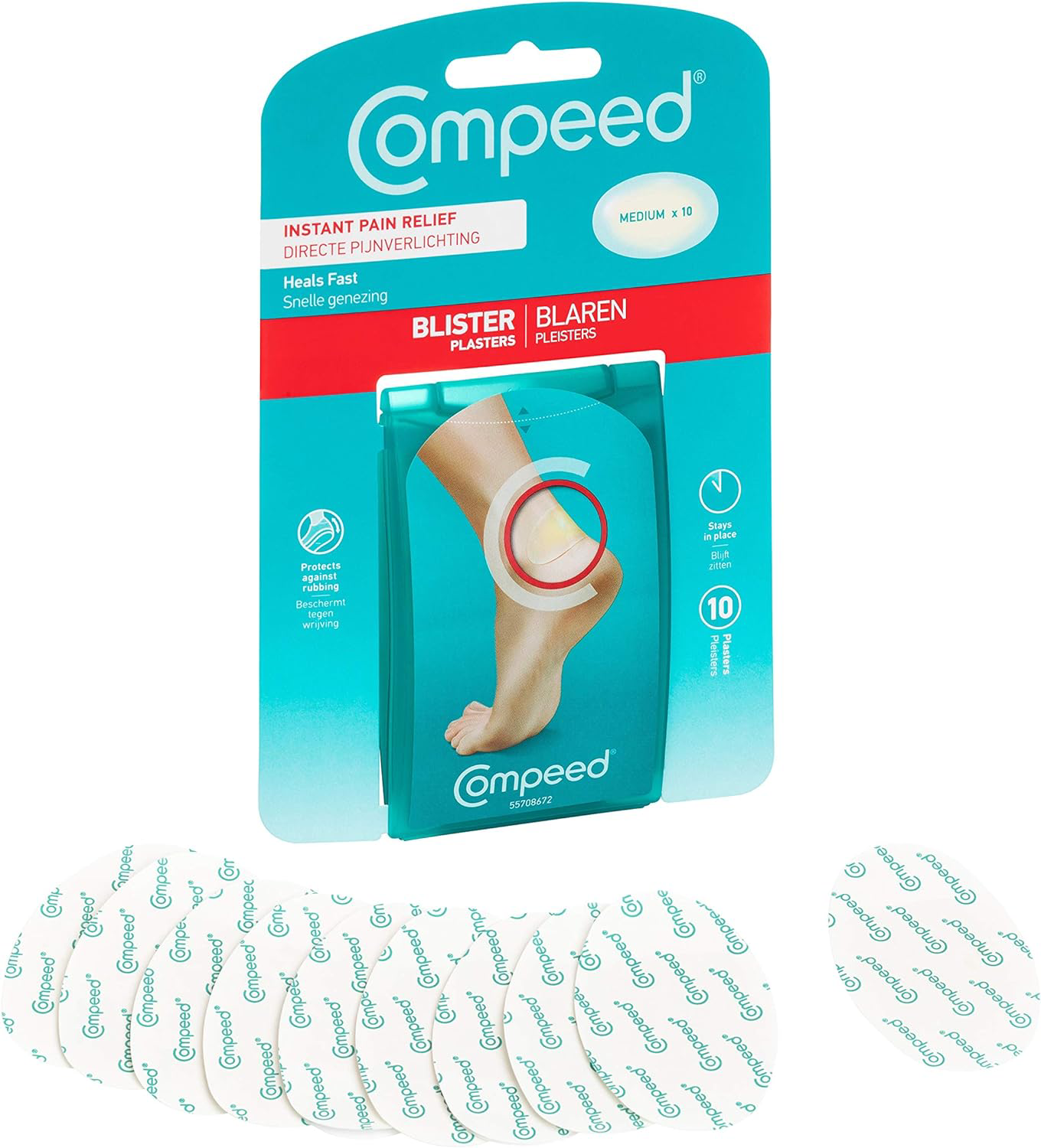 Compeed Medium Size Blister Plasters, 10 Hydrocolloid Plasters, Foot ...