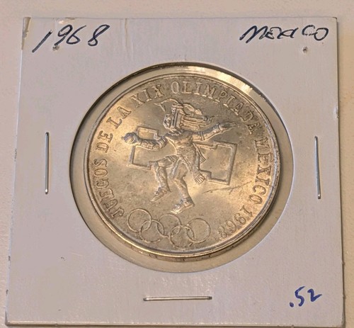 1968 MEXICO OLYMPICS SILVER 25 PESOS COIN .720 Silver AG Mexican Pesos ...