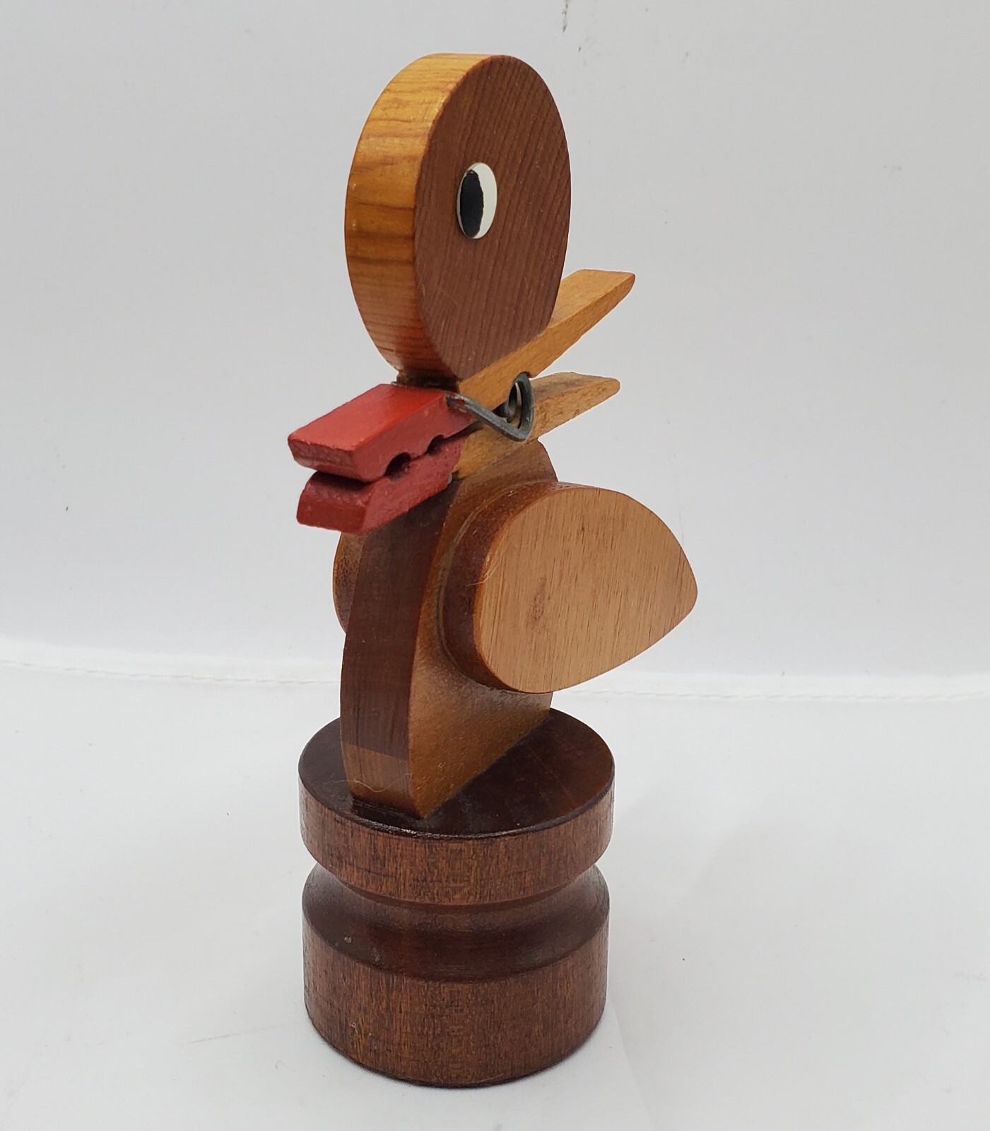 Vintage DUCK Receipt Cards Holder Folk Art Wood Hand made Woth Cloth ...