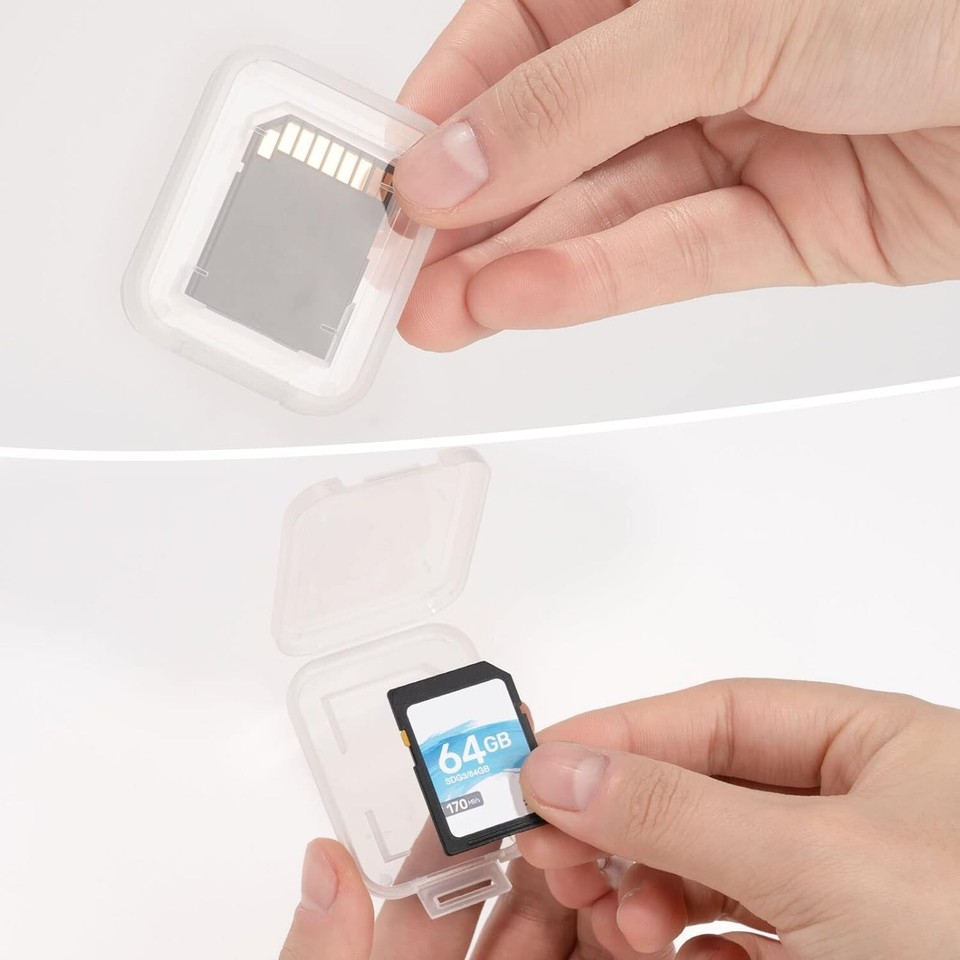 20pcs Plastic Transparent Standard SD SDHC Memory Card Case Holder ...