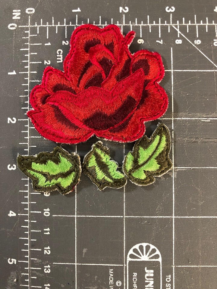 Red Rose Flower Patch Applique Bud Petals Decorative Embellishments ...