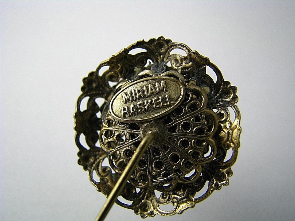 MIRIAM HASKELL BROOCH BRASS HAT PIN BERET PIN "FLOWER" by Miriam ...