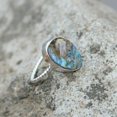 Solid 925 Sterling Silver Labradorite Stylish & Classy Designer Ring ...