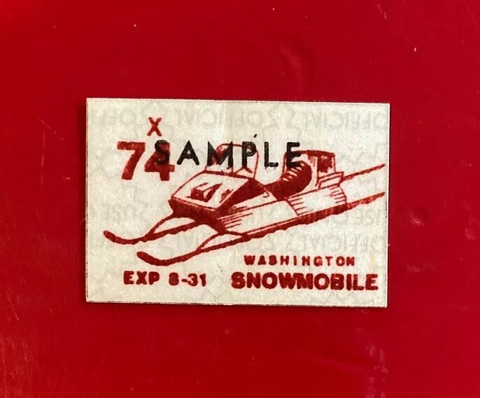 Vintage Hard To Get NOS Sample 1974 Washington Snowmobile License Plate ...