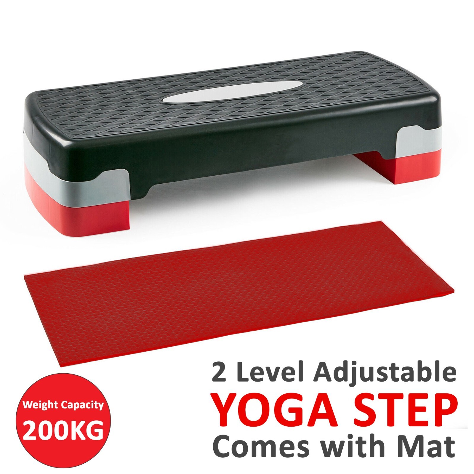 AEROBIC STEPPER CARDIO FITNESS STEP BOARD 2 TIER HOME GYM EXERCISE ...