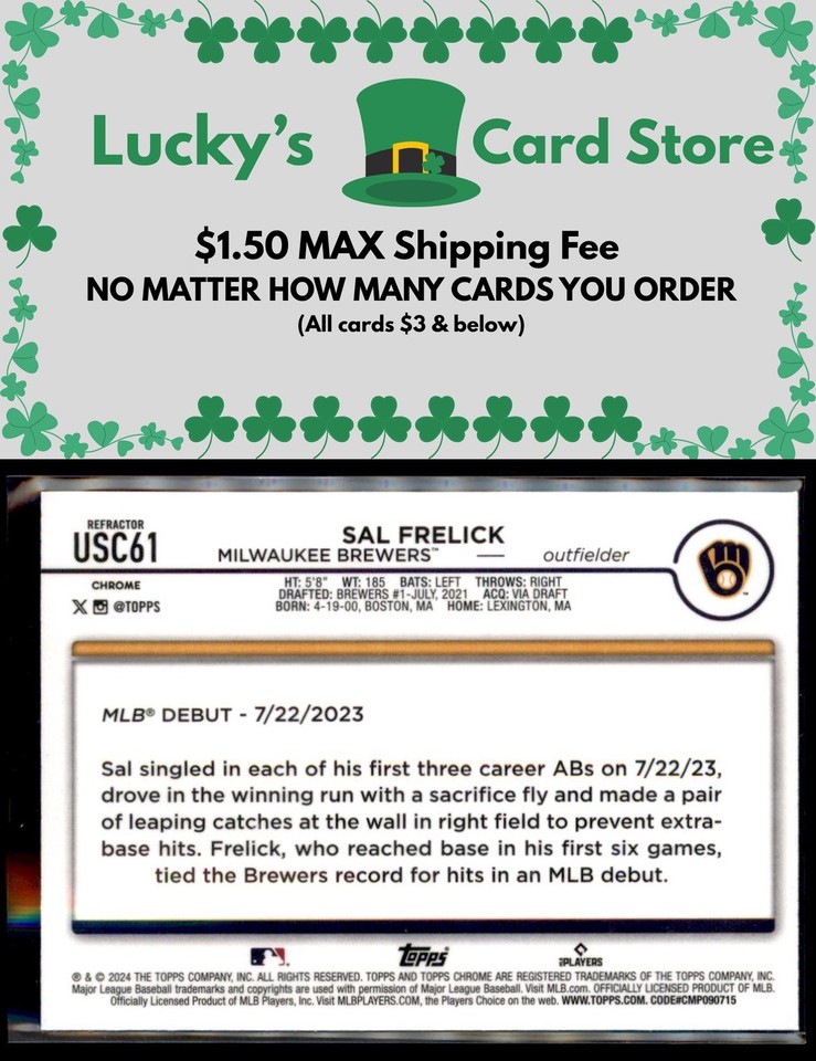 2024 Topps Chrome Update #USC61 Sal Frelick Refractor Rookie | eBay
