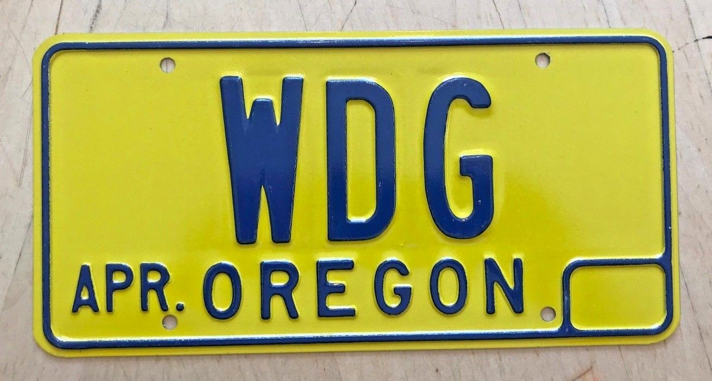 OREGON VANITY LICENSE PLATE " WDG " WARREN WILL WILLIAM WES WAYNE GREEN ...