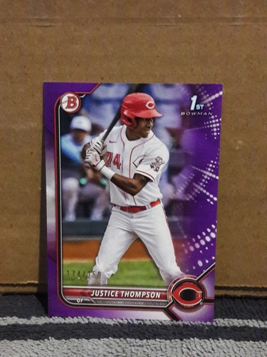 2022 Bowman Justice Thompson Purple Parallel 1st #174/250 Reds | eBay