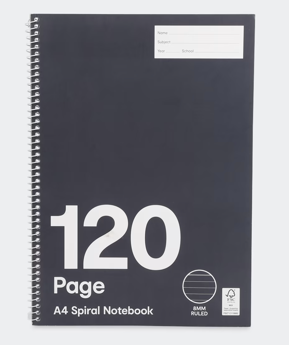 120 Pages A4 Spiral Notebook School Office Note Book 8mm Ruled Pages AU ...