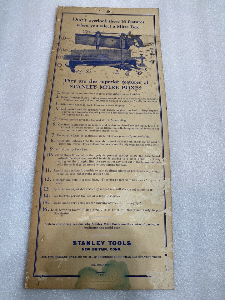 vtg 1940-50’s Stanley Tool Miter Box Advertising Display Poster | eBay