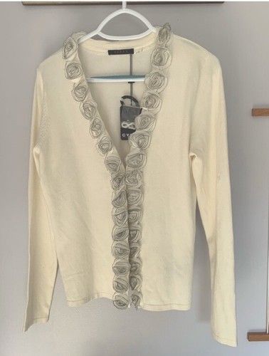 Cyrus Cardigan Sweater Medium Cream Taupe/Grey Florette Rose ...