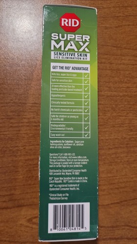RID Super Max Sensitive Skin Lice Elimination Removal Kit w/Comb ...