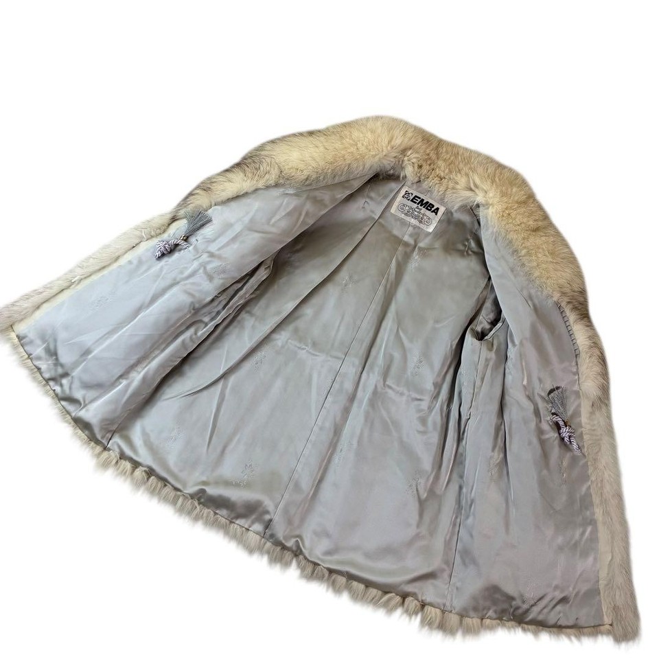 EMBA Blue Fox Real Fur Coat Size L Equivalent Excellent Condition | eBay