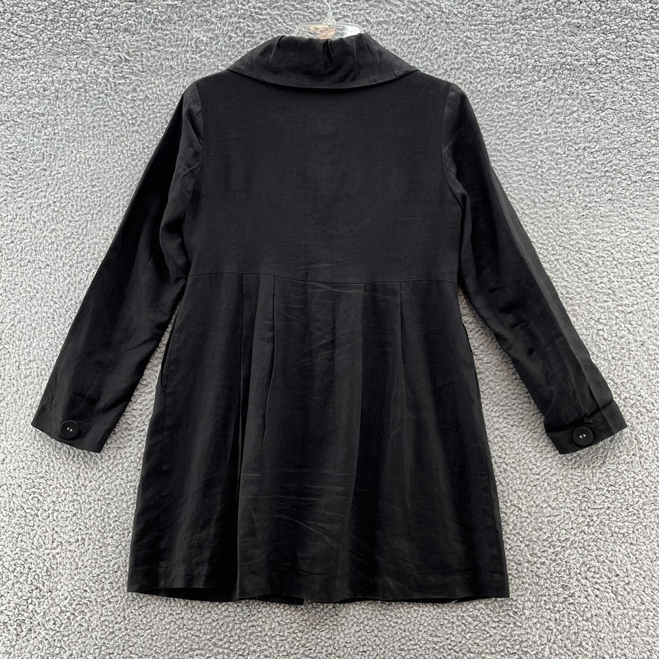 CoVelo Clothing Jacket Womens 4 Black Linen Floral Applique Art to Wear ...