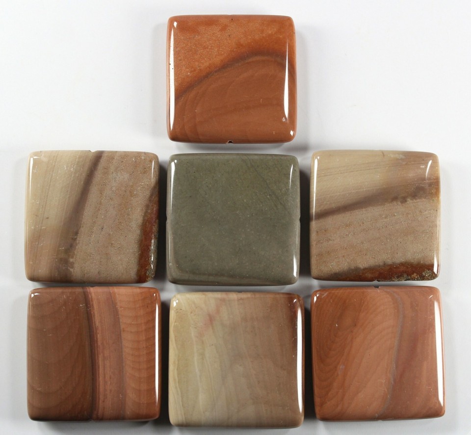 Seven (7) Hickoryite Jasper 35mm Square Beads (392) | eBay