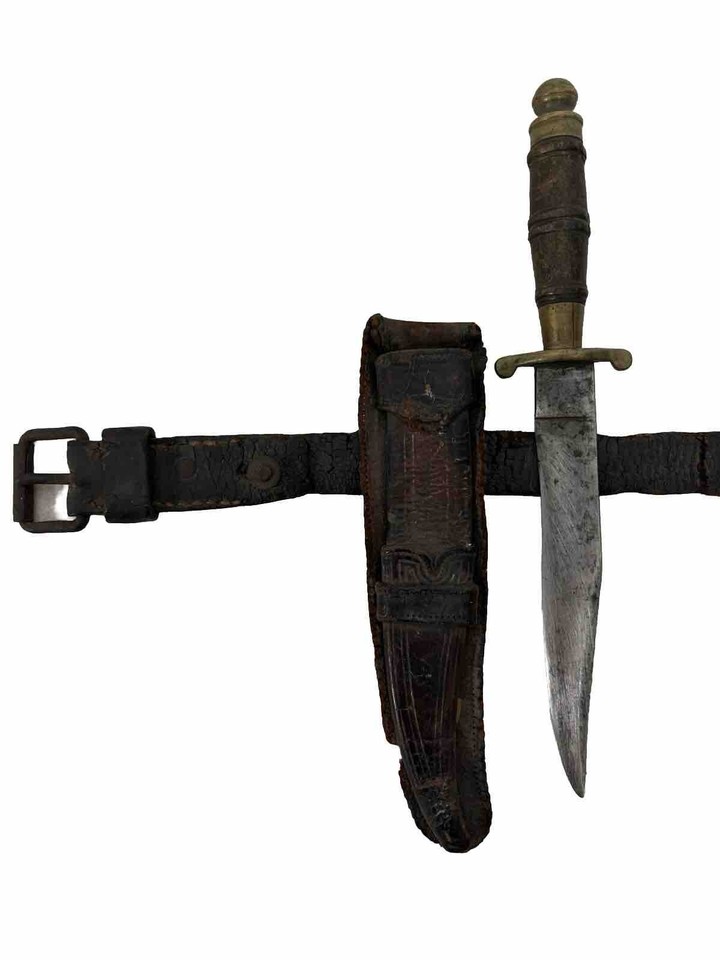 Antique Civil War ID Confederate Soldier Knife & Roller Belt Buckle ...