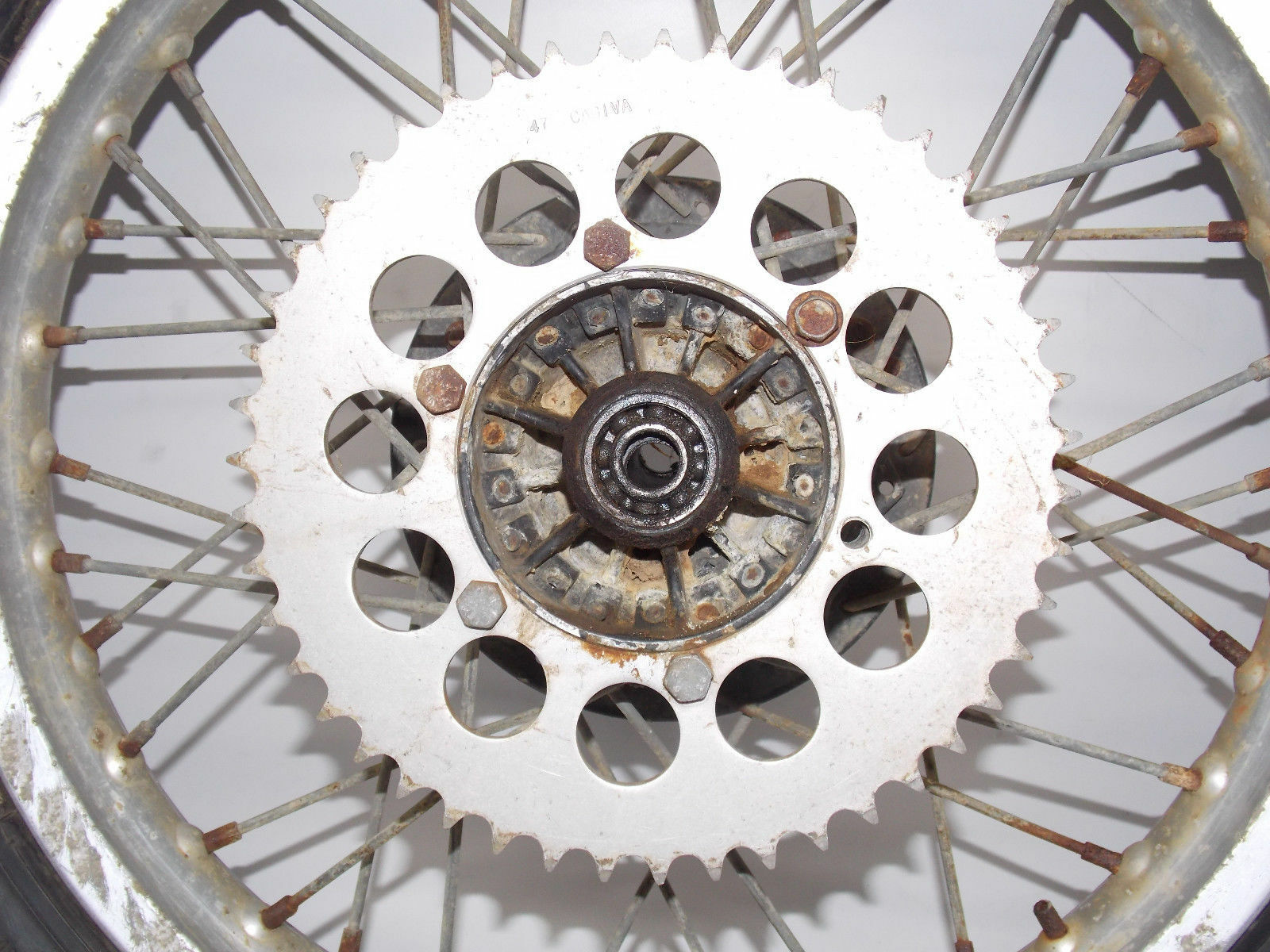 1970'S CAGIVA REAR WHEEL 36 SPOKES HUB TIRE 18"-1.85 RIM AKRONT 47T ...