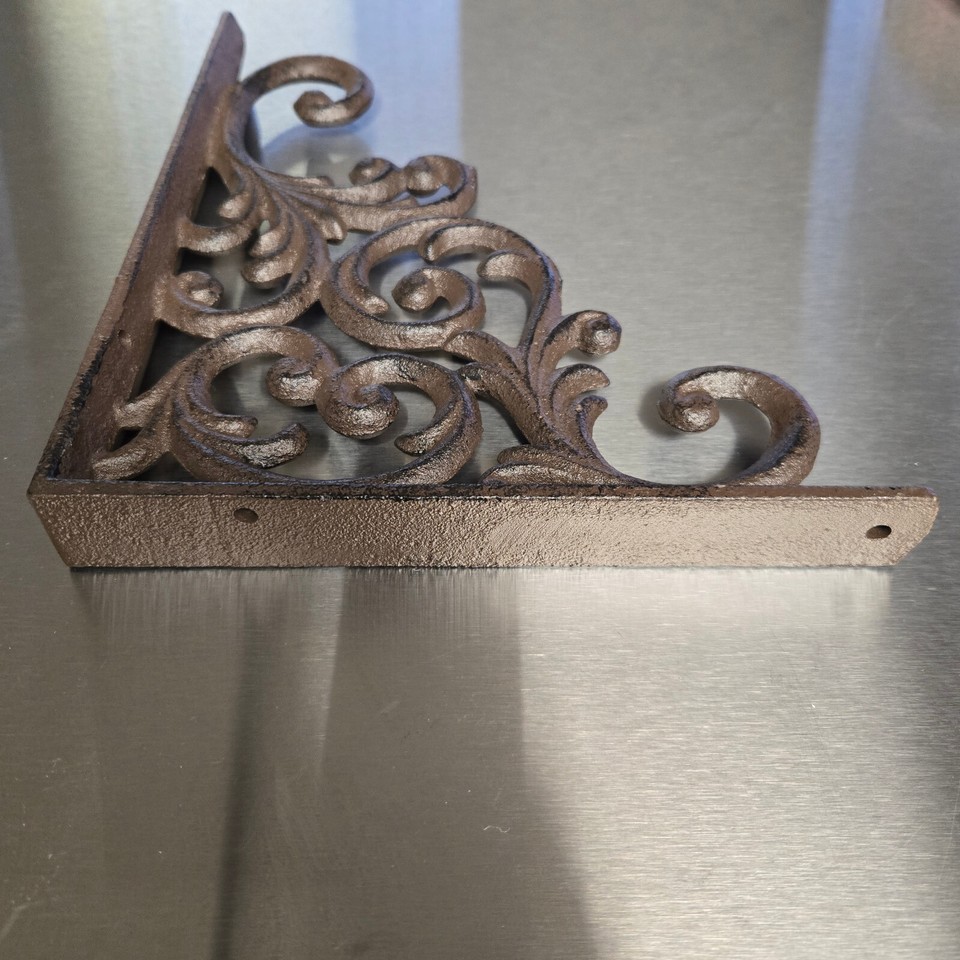 Wall Shelf Bracket Brown Cast Iron Brace Custom Shelves | eBay