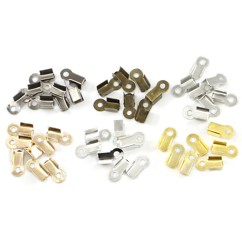 1000pcs Cove Clasps Cord Caps String Ribbon Iron Leather Clip Tip Fold ...
