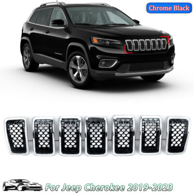 Chrome Front Grille Black Mesh Honeycomb Grill Inserts For Jeep ...