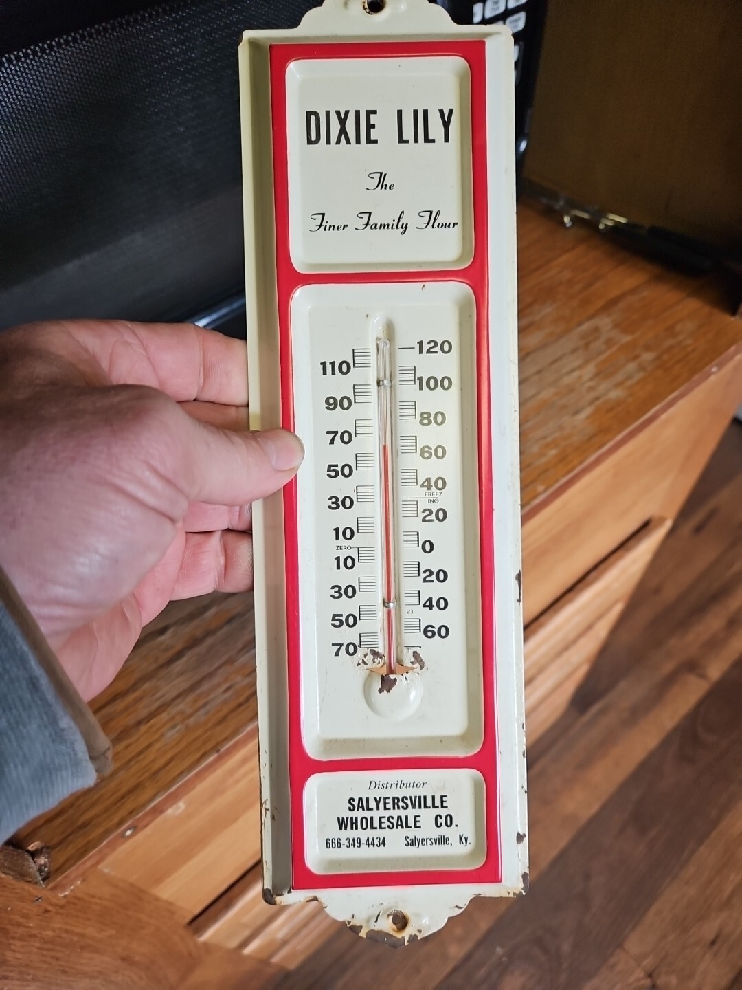 Vintage Dixie Lily Family Flour Metal Tin Thermometer Salyersville ...