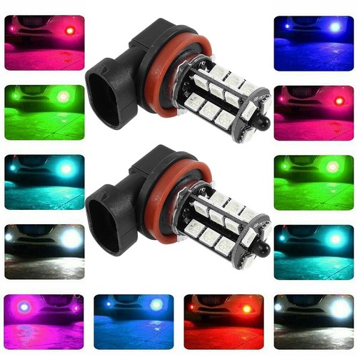 2Pcs 27 LED Car Fog Lights H8/H11 RGB Front Fog Light Bulbs Headlight ...