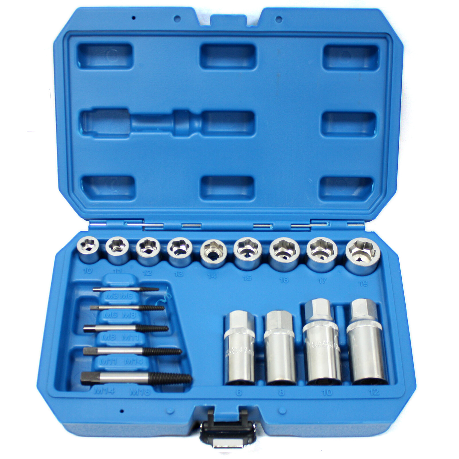 18pc Metric MM Damaged Bolt Nut Stud Screw Remover Extractor Kit Socket ...