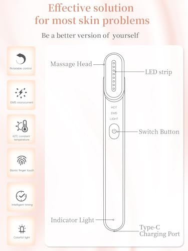 7 Acne Light Therapy Wand Red Light Therapy for Face Microcurrent ...