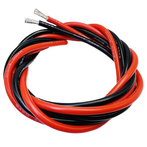 8 AWG Wire 8 Gauge Silicone Wire - 5ft Red and 5ft Black Separated ...