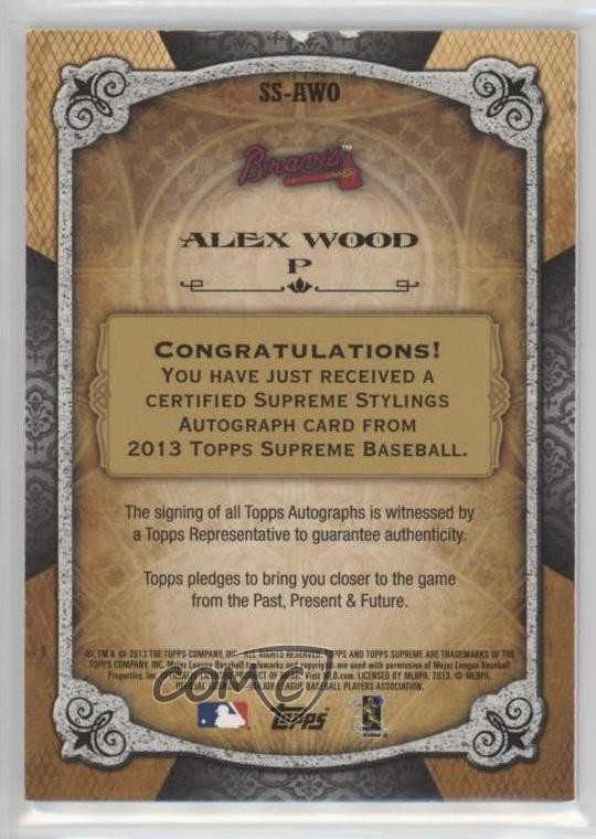 2013 Topps Supreme Stylings Green /10 Alex Wood #SS-AWO Rookie Auto RC ...