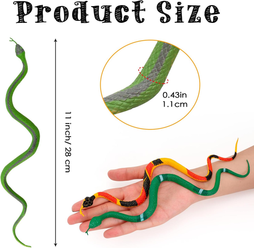 12 Pcs Realistic Rubber Snakes Colorful, Mini Plastic Snakes, Prank ...